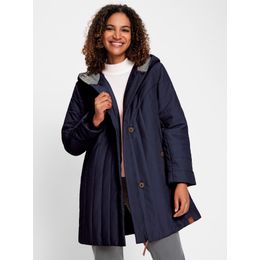 Steppjacke Casual Looks, Damen, Gr. 38, blau (marine, steingrau), 100% Polyester, Besatz:100% Polyester, gemustert, mehrfarbig, unifarben, Jacken Steppjacke