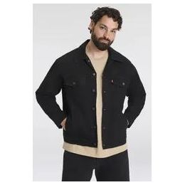 Levi's Jeansjacke LEVI'S PLUS "BIG TRUCKER", Herren, Gr. 5XL (76/78), schwarz (last nite big trucker), Denim/Jeans, Obermaterial: 99% Baumwolle, 1% Elasthan, unifarben, h&uuml;ftlang, Rundhals, 1-Knopf-Manschette, Jacken Jeansjacke, mit Knopfleiste und Brusttaschen