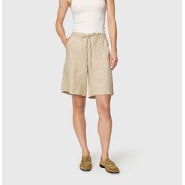Leinenhose MAC "SANNY", Damen, Gr. 38, almond beige melange, Web, Obermaterial: 100% Leinen, unifarben, normal knielang, Hosen, Shorts, Bermudas mit Gummizug und Kordelzug