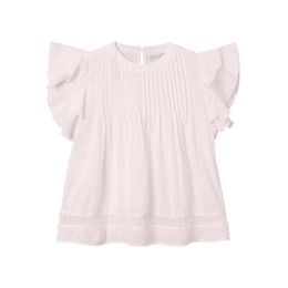 Kurzarmbluse name it "NKFFARIDE SS TOP NOOS", M&auml;dchen, Gr. 146/152, cradle pink, Web, Obermaterial: 100% Baumwolle, loose fit normal, Rundhals, Fl&uuml;gel&auml;rmel Volant, Blusen, Baumwolle, &Auml;rmelb&uuml;ndchen mit R&uuml;schen