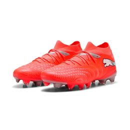 Fu&szlig;ballschuh Puma "FUTURE 9 MATCH FGAG WNS", Damen, Gr. 41, glowing rot, Puma wei&szlig;, Puma schwarz, Puma silber, Synthetik, Schuhe Fu&szlig;ballschuh, f&uuml;r Rasen- und Kunstrasenpl&auml;tze, mit kn&ouml;chelhoher Konstruktion