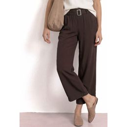 Stoffhose Street One, Damen, Gr. 32, L&auml;nge 26, espresso braun, Stoff, 100% Viskose, unifarben, comfort fit 7/8-L&auml;nge, Hosen Stoffhose, mit G&uuml;rtel