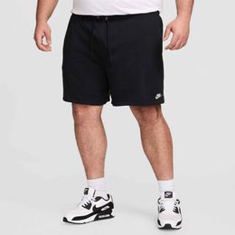 Shorts Nike Sportswear "Nike Club Men's French Terry Flow Shorts", Herren, Gr. L, N-Gr, schwarz, schwarz,, Sweatware, Obermaterial: 80% Baumwolle, 20% Polyester, unifarben, Basic kniefrei, Hosen Shorts, aus Sweatware, mit Kordelverschluss, mit Logostickerei