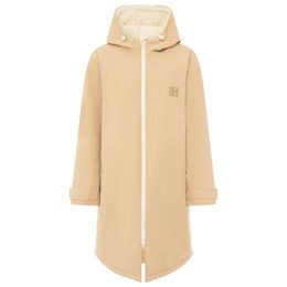 Kurzmantel Zwillingsherz "Oversize Windjacke ZH", Damen, Gr. L/XL, mittelbeige, Web, Obermaterial: 100% Polyester, kontrastfarbene Details, unifarben, sehr weit kniebedeckend, ohne Ausschnitt, gerader Abschluss krempelbar,mit verstellbarem Klettverschluss, M&auml;ntel Kurzmantel, seitliche Taschen, Kapuze, Rei&szlig;verschluss, Teddy Futter