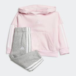 Trainingsanzug adidas Sportswear "I 3S FL HD JOG", M&auml;dchen, Gr. 62, pink (clear pink, wei&szlig;), Obermaterial: 70% Baumwolle, 30% Polyester, Sportanz&uuml;ge Trainingsanzug