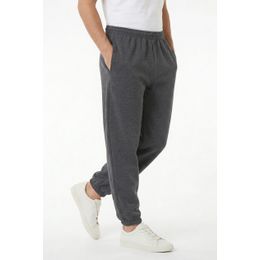 Sweathose Fruit of the Loom, Herren, Gr. S (44/46), N-Gr, grau (anthrazit, meliert), angeraute Sweatware, Obermaterial: 60% Baumwolle, 40% Polyester, unifarben, bequem lang, Hosen Sweathose, aus Baumwollmischung