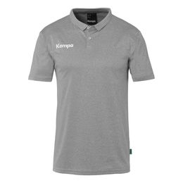 Poloshirt Kempa "POLO SHIRT Poly Kids", M&auml;dchen, Gr. 128, grau (schwarz grau melange), Obermaterial: 100% Polyester Pol. recyc.., Shirts