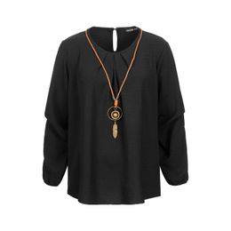 Klassische Bluse CLOUD 5IVE "CLOUD 5IVE Longsleeve Blouse with Necklace", Damen, Gr. S, schwarz, 95% Polyester, 5% Elasthan, Blusen