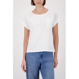 Blusentop monari, Damen, Gr. 46, off, wei&szlig;, Web, Obermaterial R&uuml;ckenteil: 92% Viskose, 8% Elasthan. Obermaterial Vorderteil: 100% Polyester. Obermaterial &Auml;rmel: 100% Polyester, regular fit taillenbedeckt, Rundhals, angeschnitten Aufschlag, Blusen Blusentop, Regular fit mit Brusttasche