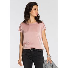 Shirtbluse Laura Scott "mit Satin-Vorderteil und hochflexiblen Jersey-R&uuml;cken", Damen, Gr. 46, rosa (rose), Web, Obermaterial: 100% Polyester. R&uuml;ckenteil: 95% Viskose, 5% Elasthan, leicht gl&auml;nzend, unifarben, l&auml;ssig geschnitten h&uuml;ftlang, Rundhals, angeschnitten, Blusen, lockere Passfrom, zeitlos & gut zu kombinieren