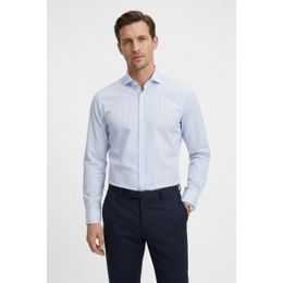 Businesshemd BOSS "HANK", Herren, Gr. 42, N-Gr, light, pastel blau450, Web, Obermaterial: 98% Baumwolle, 2% Elasthan, gestreift, regular fit normal, Rundhals, 2-Knopf-Manschette mit Schlitz, Hemden, Kentkragen, Regular Fit, gestreift, Baumwollmischung