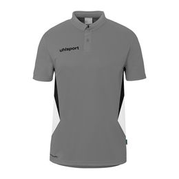 Poloshirt Uhlsport "POLO SHIRT Equipe 29 Kids", M&auml;dchen, Gr. 128, grau (steingrau, wei&szlig;, schwarz), Obermaterial: 100% Polyester Pol. recyc.., Shirts
