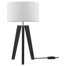 Paco Home Tischleuchte "Canvas uni Color", schwarz, 1, &Oslash; 28cm H: 53cm, Leuchten, Stehlampe Vintage Fu&szlig; LED Lampe Wohnzimmer Skandinavischer Stil E27, Tischleuchte