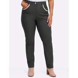 Webhose sheego, Damen, Gr. 40, Normalgr&ouml;&szlig;en, graphit, 78% Viskose, 19% Polyamid, 3% Elasthan, unifarben, Hosen
