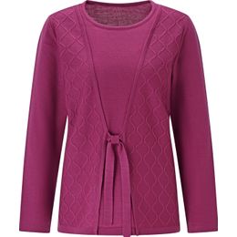 Damen 2-in-1-Pullover mit Bindeband magenta, Gr&ouml;&szlig;e 50