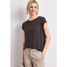 T-Shirt Street One, Damen, Gr. 34, espresso braun, Stoff, 95% Viskose, 5% Elasthan, unifarben, normal normal, U-Boot-Ausschnitt, B&uuml;ndchen, Shirts T-Shirt, mit U-Boot-Ausschnitt
