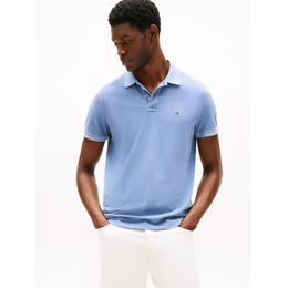 Poloshirt Tommy Hilfiger "GARMENT DYE REG POLO", Herren, Gr. L, blau (brisk blau), Jersey, Obermaterial: 100% Baumwolle, Shirts, leicht gewaschene Optik