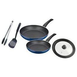 Pfannen-Set GSW "Dream Line", blau (blau, schwarz), &Oslash;:28cm, Pfannen, Antihaft-Versiegelung, Wabenboden, Induktion