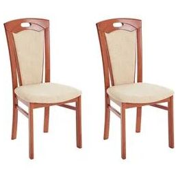 Esszimmerstuhl Home Affaire "FERDI Made in Italy, Massivholz", braun (kirsch, beige), B:48cm H:100cm T:57cm, 67% Polyacryl/ 33% Polyester, St&uuml;hle, Esszimmerstuhl, Bezug Feinstruktur (wasser- und fleckabweisend) oder Struktur, Topseller