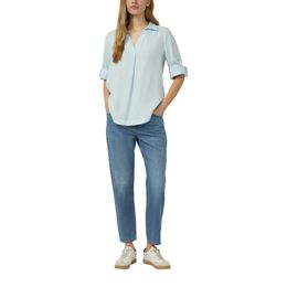 Hemdbluse s.Oliver, Damen, Gr. 46, sky blau, Web, Obermaterial: 52% Leinen, 48% Viskose, unifarben, regular fit normal, V-Ausschnitt, Manschette, Blusen Hemdbluse, mit 3/4-&Auml;rmeln