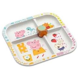Kunststoffteller Koziol "Esslernteller + W&uuml;rfel EASY EATER PEPPA PIG", wei&szlig;, B:21,3cm H:1,8cm L:21,3cm, Kunststoff, Polypropylen, Speiseteller, made in Germany, melaminfrei, 100% recycelbar