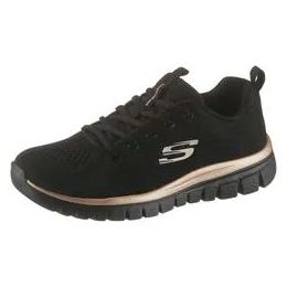 Sneaker Skechers "Graceful - Get Connected", Damen, Gr. 35, gold (schwarz, rose gold), Textil, Schuhe Sneaker, Freizeitschuh, Halbschuh, Schn&uuml;rschuh f&uuml;r die Maschinenw&auml;sche geeignet, Topseller