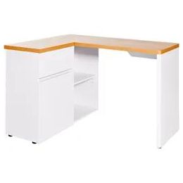 Eckschreibtisch Jahnke "CU-LIBRE 125 E", braun (kerneiche, wei&szlig;, wei&szlig;, kerneiche), B:117cm H:76,2cm T:90cm, Tische, Eckschreibtisch, wechselseitig montierbar