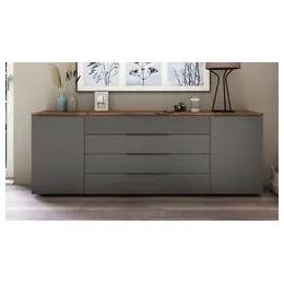 borchardt M&ouml;bel Sideboard BORCHARDT M&Ouml;BEL "Tom, moderne Kommode mit Metallgriffen, 200cm breit", grau (eichefarbenvintage, graphit), B:200cm H:72cm T:35cm, Spanplatte, Sideboards, Sideboard, 2 T&uuml;ren, 3 Schubf&auml;cher, Metallgriffe anthrazit