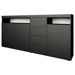 borchardt M&ouml;bel Highboard BORCHARDT M&Ouml;BEL "Kapstadt, Breite 200cm, Kommode mit Druck&ouml;ffner", schwarz (schwarz, matt), B:200cm H:93cm T:35cm, Holzwerkstoff, Sideboards, Highboard
