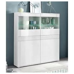 borchardt M&ouml;bel Vitrine BORCHARDT M&Ouml;BEL "Florenz", wei&szlig; (wei&szlig; hg, wei&szlig; hg, riffeloptik mdf), Schr&auml;nke, Vitrine, H&ouml;he 125 cm