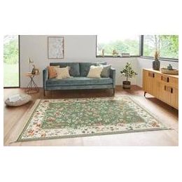 Teppich Hanse Home "Orient Flowers" Gr. 2, gr&uuml;n, B:95cm H:5mm L:140cm, Viskose, Teppiche, Teppich, Kurzflor mit Fransen, Orient, Wohnzimmer, Schlafzimmer, Esszimmer