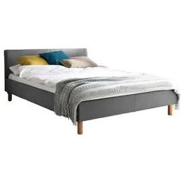 Meise M&ouml;bel Polsterbett MEISE.M&Ouml;BEL "Lena in verschiedenen Breiten und Farben erh&auml;ltlich", grau (hellgrau), L:205cm, Bezug Bett: Strukturstoff (100% Polyester), Betten, Polsterbett, Breite 120cm & 140cm, mit Holzf&uuml;&szlig;en