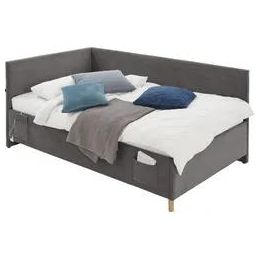 Meise M&ouml;bel Kinderbett MEISE.M&Ouml;BEL "COOL II", grau (anthrazit, anthrazit), B:150cm L:210cm, Betten, Kinderbett, Polsterbett wahlweise mit Bettkasten, Jugendbett inkl. USB Anschl&uuml;sse