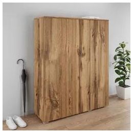 Schuhschrank OTTO HOME "Paris", braun (votan eichefarben, votan eichefarben), B:105cm H:131cm T:35cm, FSC-zertifizierter Holzwerkstoff, Schr&auml;nke, Schuhschrank, 3-t&uuml;riger griffloser ger&auml;umiger Schuhschrank 105cm brei