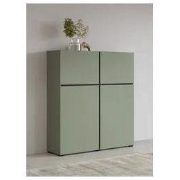 Highboard OTTO HOME "Cross, moderne grifflose Hochkommode mit 4 T&uuml;ren,T&uuml;rkommode", gr&uuml;n (salbei, salbei), B:119,5cm H:139cm T:40cm, FSC-zertifizierter Holzwerkstoff, Melamin, Sideboards, Highboard, Hochschrank, H&ouml;he 139 cm mit viel Stauraum, Einlegeb&ouml;den verstellbar, Topseller