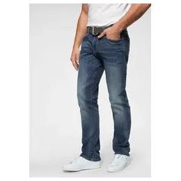 Regular-fit-Jeans Camel Active "HOUSTON", Herren, Gr. 32, L&auml;nge 30, blau (mid blau30), Denim/Jeans, Obermaterial: 89% Baumwolle, 8% Polyester, 3% Elasthan, regular fit lang, Jeans, im klassischen 5-Pocket-Stil