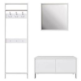 Garderoben-Set OTTO HOME "Luven", wei&szlig;, Massivholz, Kastenm&ouml;bel-Sets, aus Massivholz, FSC, bestehend aus Spiegel, Paneel und Kommode