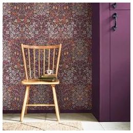 Vliestapete "Blackthorn", lila, B:10m L:2,5m, Vlies, WILLIAM MORRIS AT HOME, Tapeten, Designer Tapete, 10mx52cm (ca. 5m2)