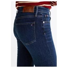 Skinny-fit-Jeans Tommy Hilfiger "HERITAGE COMO SKINNY RW", Damen, Gr. 32, L&auml;nge 30, blau (nos dunkelblau), Denim/Jeans, Obermaterial: 95% Baumwolle, 4% Elastomultiester, 1% Elasthan, unifarben, figurbetont lang, Jeans, mit Tommy Hilfiger Logo-Badge, 5-Pocket-Stil
