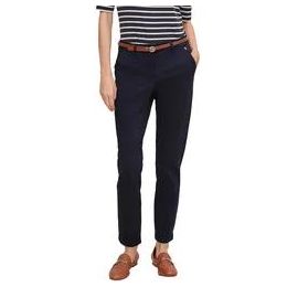 Chinohose comma, Damen, Gr. 38, N-Gr, blau, Web, Obermaterial: 65% Baumwolle, 30% Polyester, 5% Elasthan, slim fit 7/8-L&auml;nge, Hosen Chinohose, mit G&uuml;rtel und Stretch
