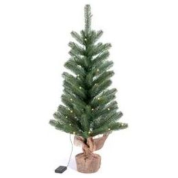 IC WINTERWORLD K&uuml;nstlicher Weihnachtsbaum "LED-Tannenbaum, k&uuml;nstlicher Christbaum", gr&uuml;n (gr&uuml;n, natur), H: 90cm bis, Weihnachtsb&auml;ume, Weihnachtsdeko mit Jutebeutel um den Betonfu&szlig;, Batteriebetrieb