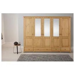 Kleiderschrank OTTO HOME "Tessin", beige (natur), B:245cm H:191cm T:59cm, Massivholz, Schr&auml;nke, Kleiderschrank, Breite 245 cm, Kiefer massiv, mit Spiegel