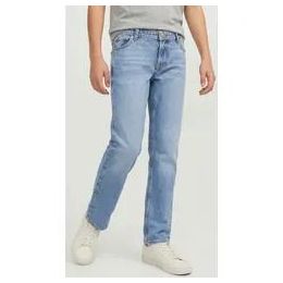 Jack & Jones Relax-fit-Jeans JACK & JONES JUNIOR "JJICHRIS JJORIGINAL MF 920 NOOS JNR", Jungen, Gr. 158, N-Gr, blau denim, Denim/Jeans, Obermaterial: 100% Baumwolle, Abriebeffekte, relaxed fit lang, Jeans