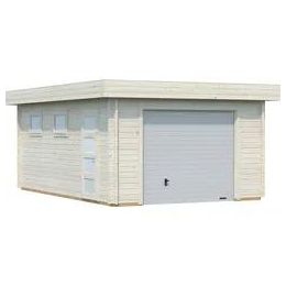 Garage Palmako "Rasmus", beige (naturbelassen), Massivholz, Garagen, BxTxH: 420x598x253 cm, mit Sektionaltor, naturbelassen