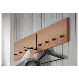 Hakenleiste Home Affaire "Dura", braun (buche), B:80cm H:22cm T:4,6cm, Massivholz, Hakenleisten, aus FSC-zertifiziertem Massivholz, Breite 50 oder 80 cm