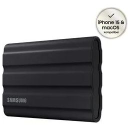 Samsung externe SSD "T7 Shield", schwarz, 2 TB, Schreibgeschwindigkeitmaximal 1000 MB/s Lesegeschwindigkeitmaximal 1050 MB/s, Festplatten