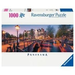 Puzzle Ravensburger "Panorama, Abend in Amsterdam", bunt, Puzzles, KinderB:98cm H:38cm, Pappe, Made in Germany, B:98cm H:38cm