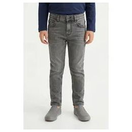 5-Pocket-Jeans Tom Tailor, Jungen, Gr. 176, N-Gr, grau (grau denim), Denim/Jeans, Obermaterial: 70% Baumwolle, 28% Polyester, 2% Elasthan, unifarben, slim fit lang, Jeans 5-Pocket-Jeans, mit Stretch und in slim fit Passform