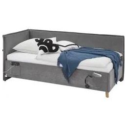 Meise M&ouml;bel Kinderbett MEISE.M&Ouml;BEL "FUN II", grau (grau, grau), B:133cm L:215cm, Betten, Kinderbett, Polsterbett wahlweise mit Bettkasten, Jugendbett inkl. USB-Anschluss