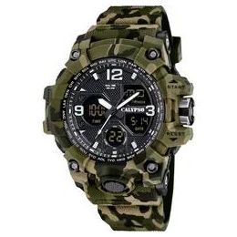Chronograph Calypso WATCHES "X-Trem", gr&uuml;n (khaki, schwarz), Armbanduhren, Herren, Chronograph, Quarzuhr, Armbanduhr, Herrenuhr, analog, digital, Tag, Monat